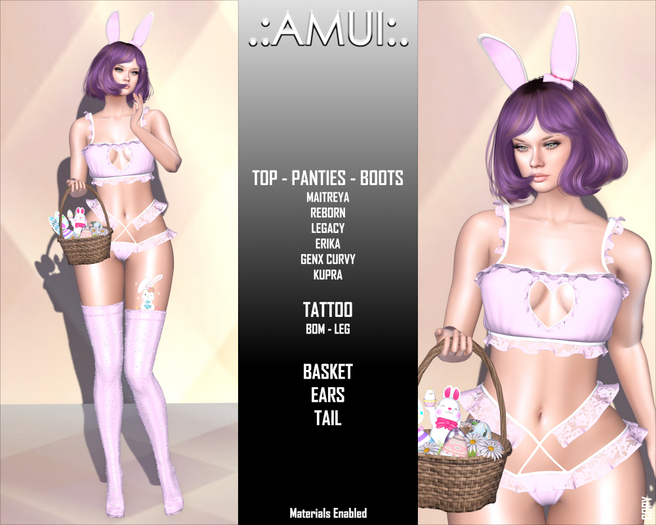 Second Life Marketplace - .:AMUI:. Easter "Love Bunny" Outfit